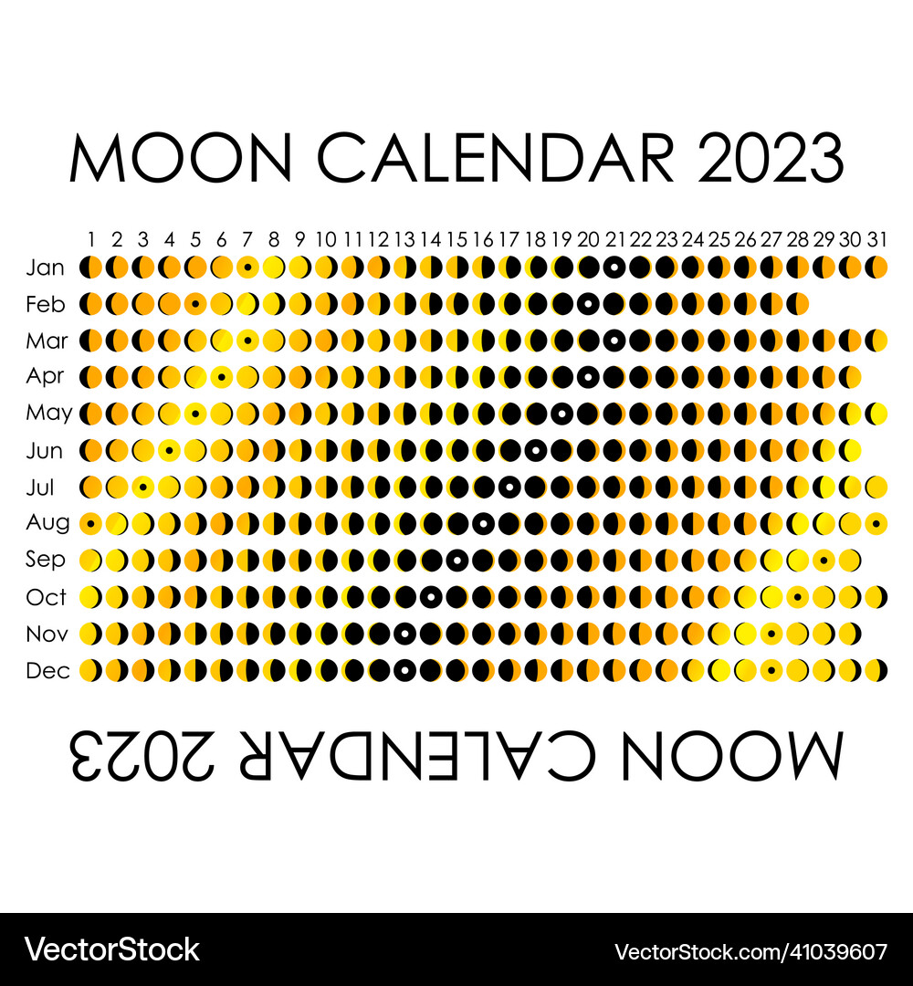 2023 moon calendar astrological design Royalty Free Vector