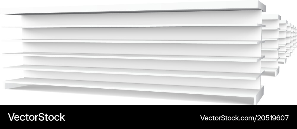 3d white long empty showcase displays with retail Vector Image