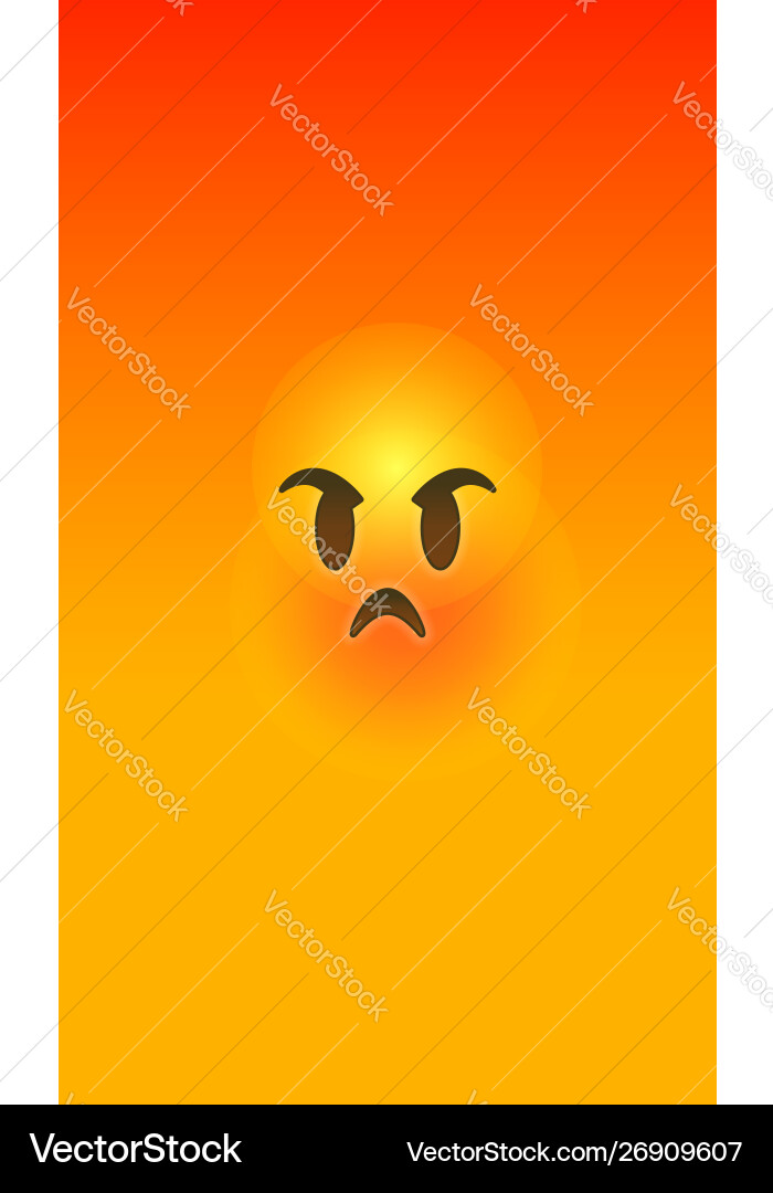 Angry red yellow 3d smiley face phone background Vector Image