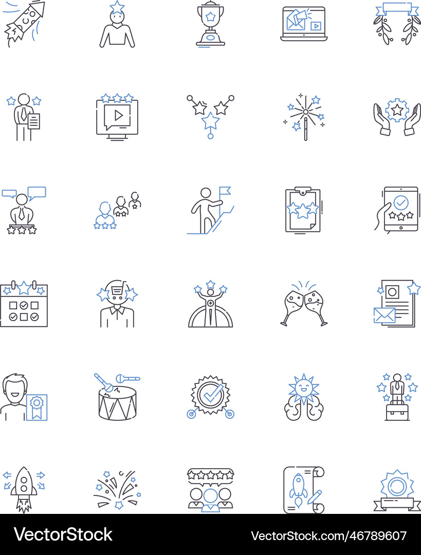Attainment line icons collection achievement Vector Image