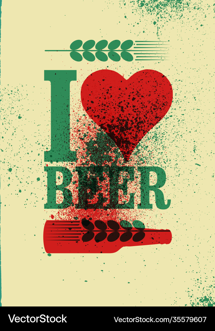 Beer typography spray grunge style poster Vector Image