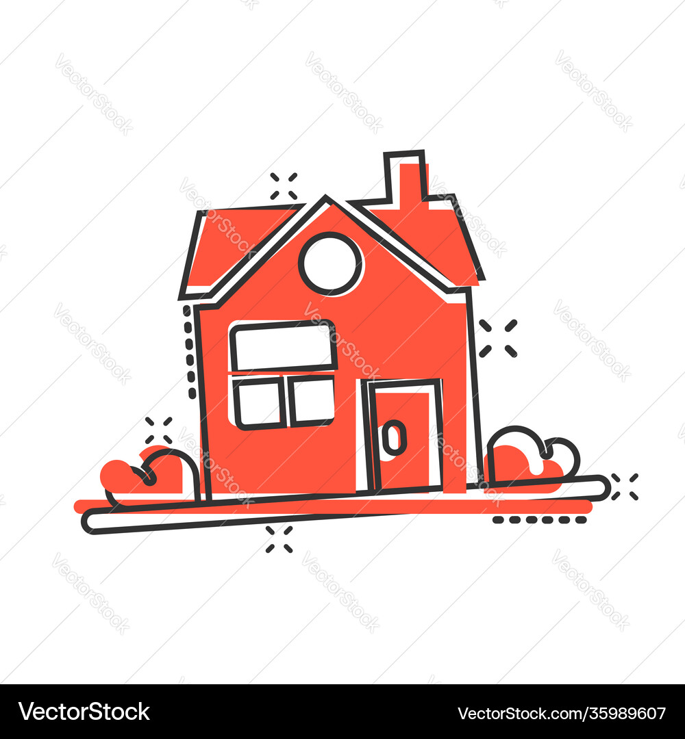 Building icon in comic style home cartoon Vector Image