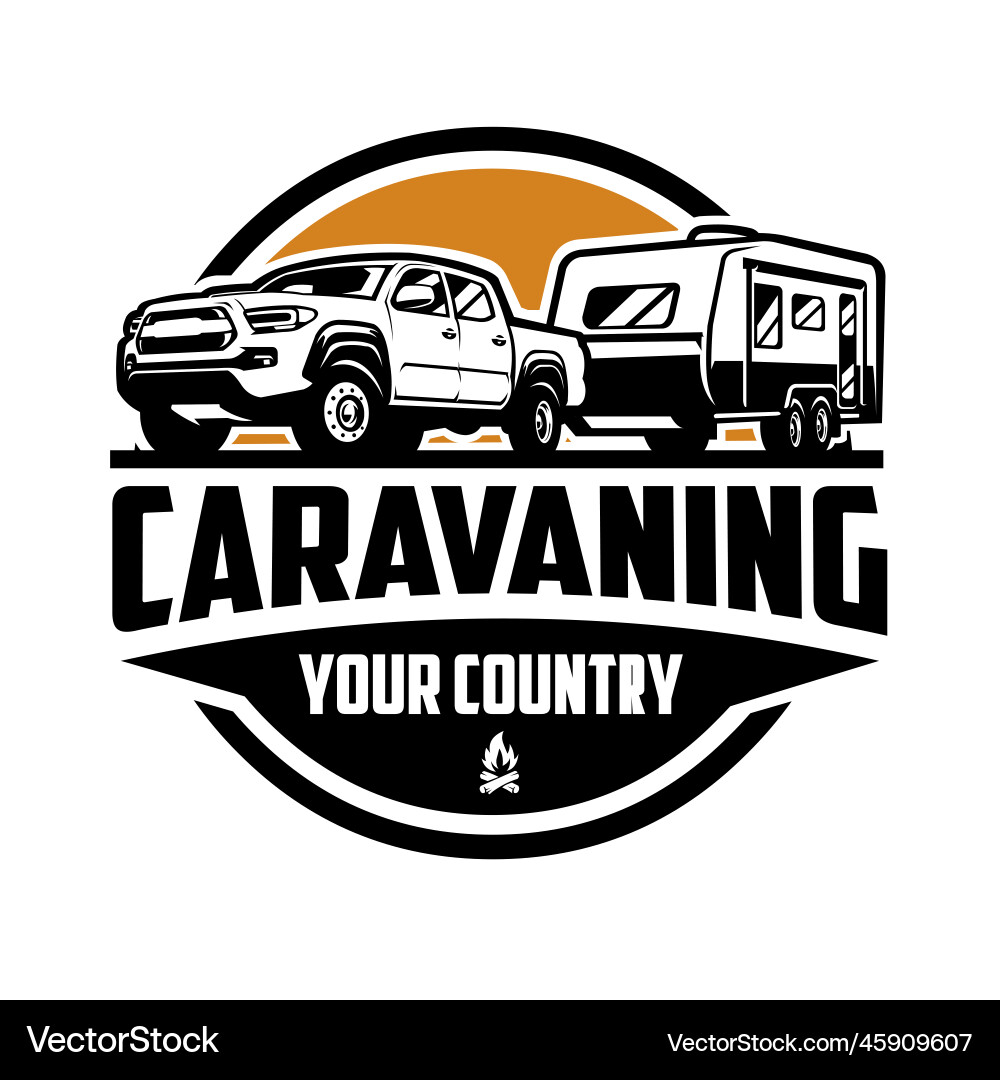 Caravan adventure trailer logo emblem isolated Vector Image