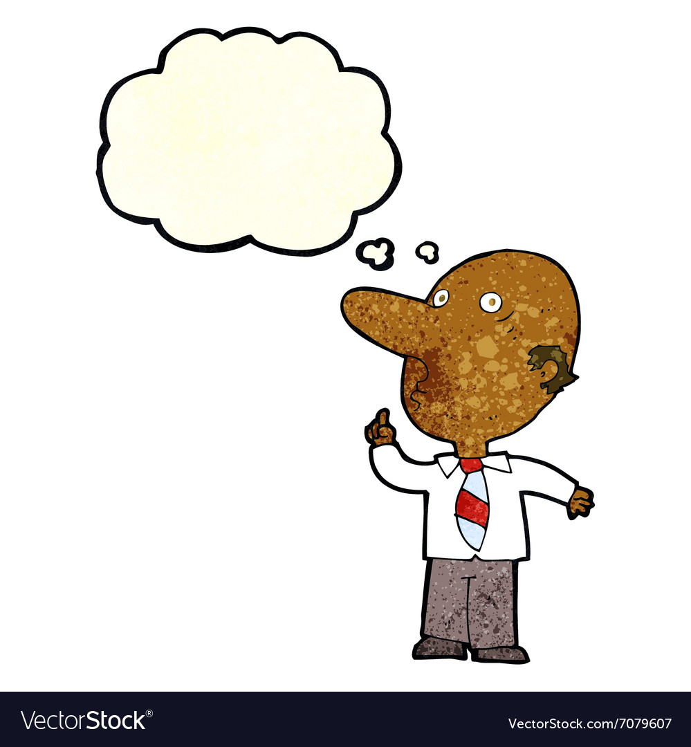 Cartoon bald man asking question with thought Vector Image