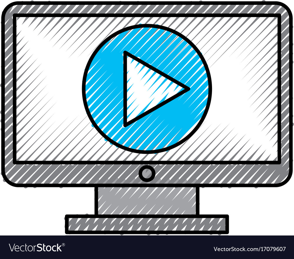 Computer desktop with play button Royalty Free Vector Image