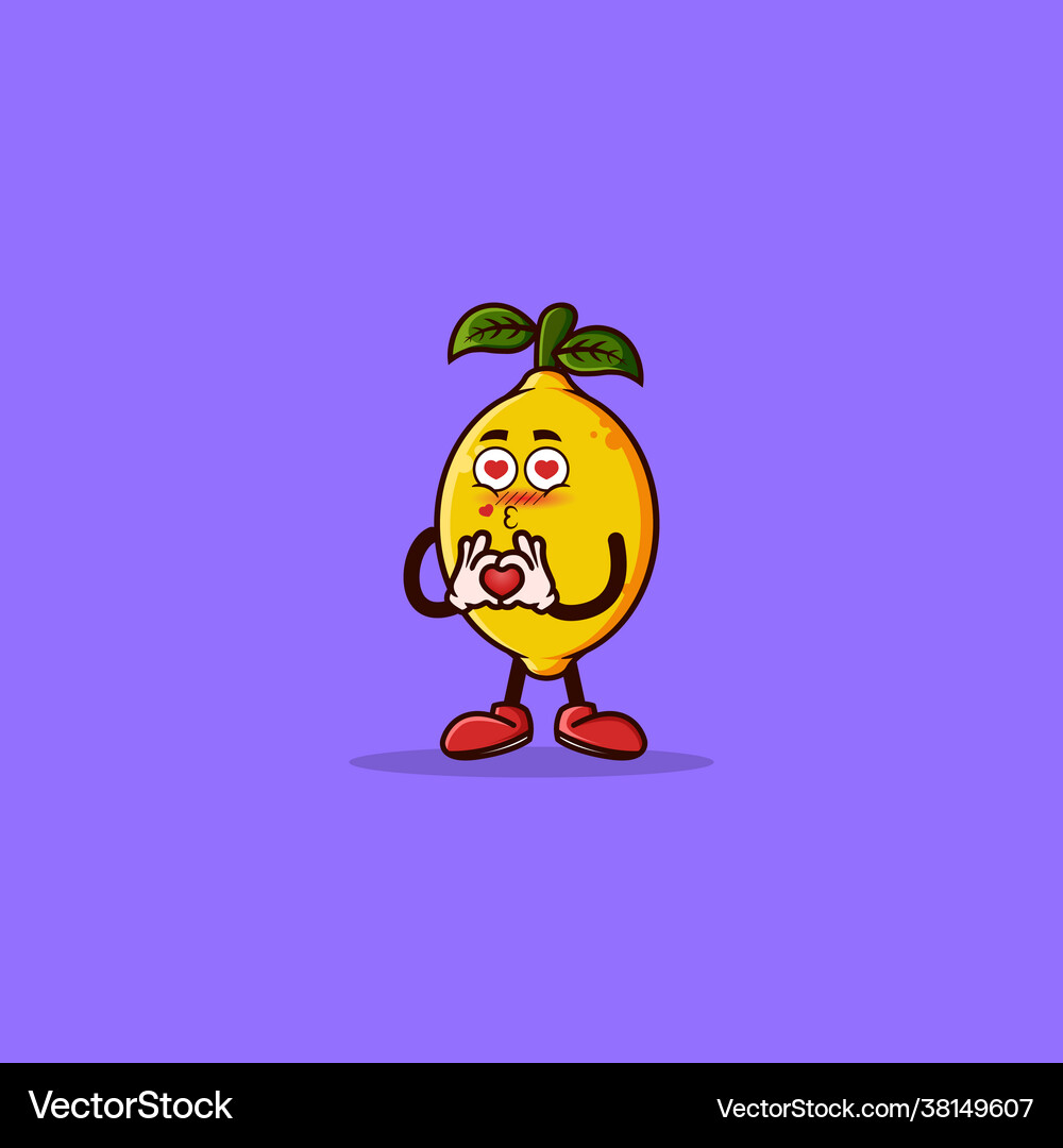 Cute lemon character with falling in love eyes Vector Image