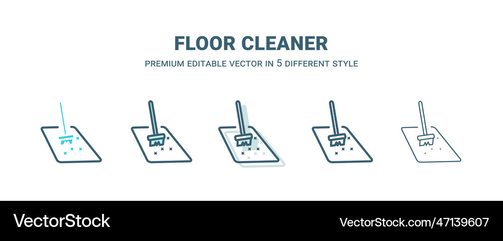 Floor cleaner icon in 5 different style outline Vector Image