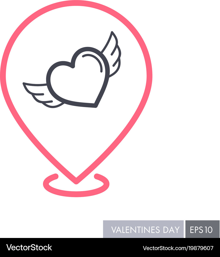 Heart with wings pin map icon Royalty Free Vector Image