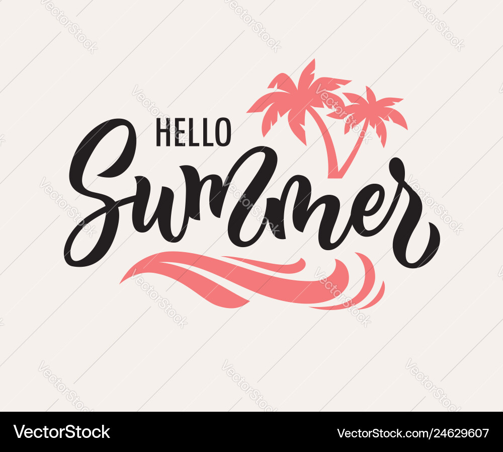 Hello summer hand drawn text Royalty Free Vector Image