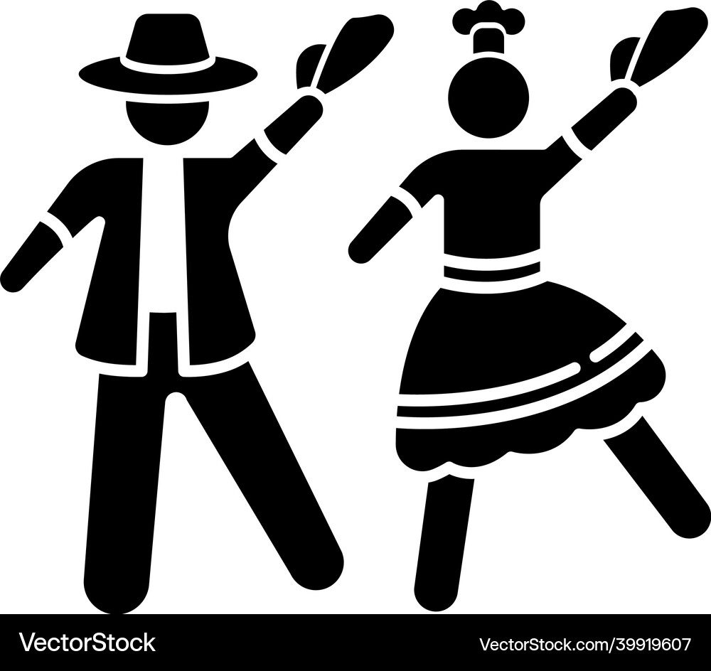 Marinera black glyph icon peruvian traditional Vector Image