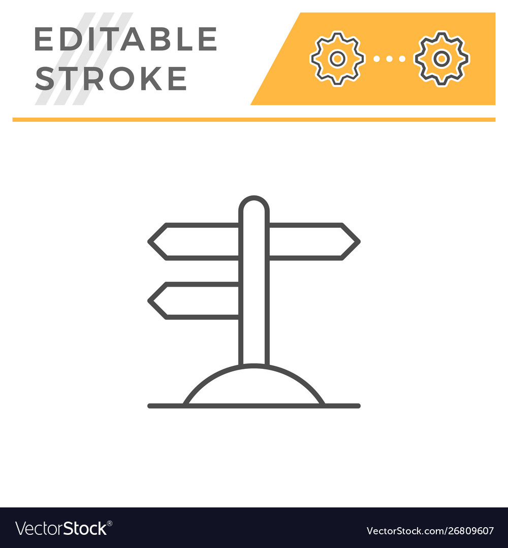 Road pointer editable stroke line icon Royalty Free Vector