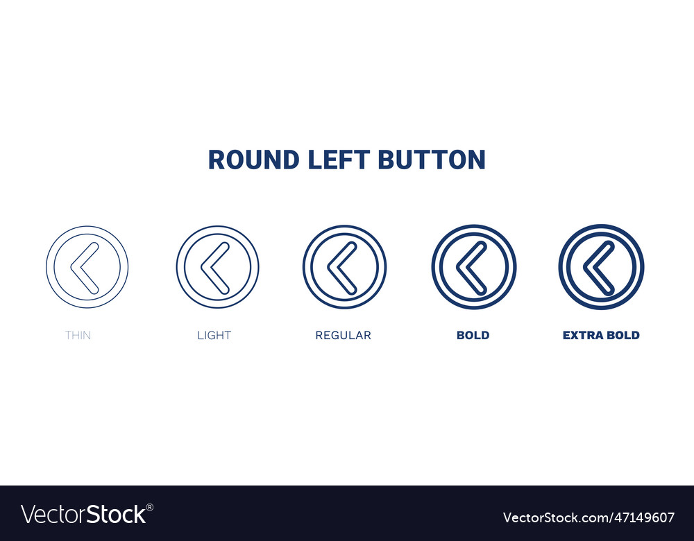 Round left button icon thin light regular bold Vector Image