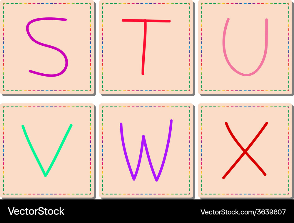 S to X alphabets set 4 Royalty Free Vector Image