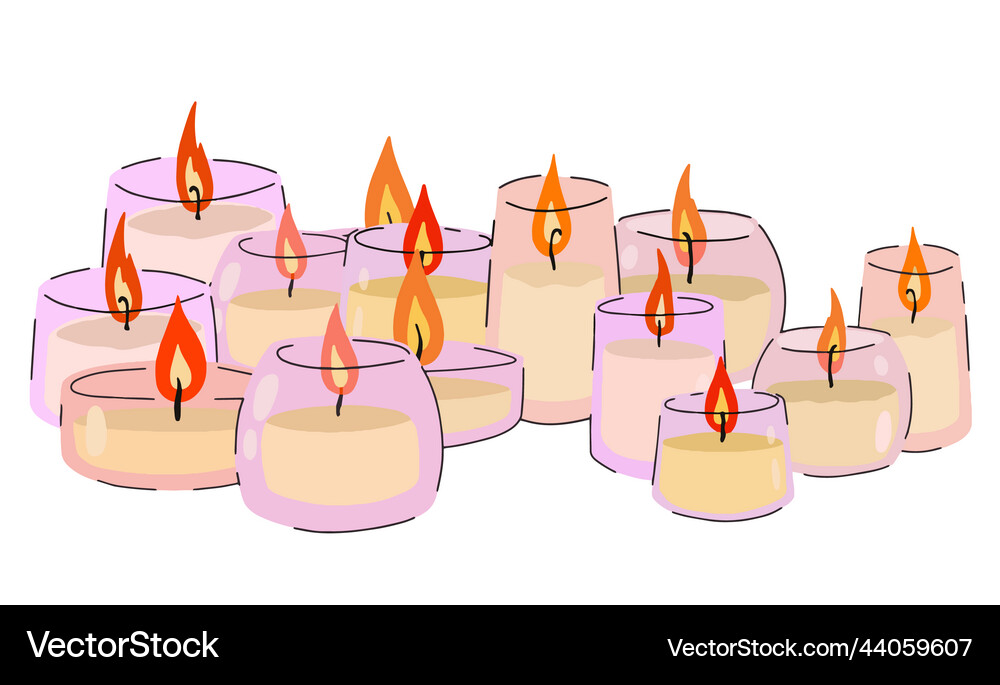 Scented candles in glass jar Royalty Free Vector Image