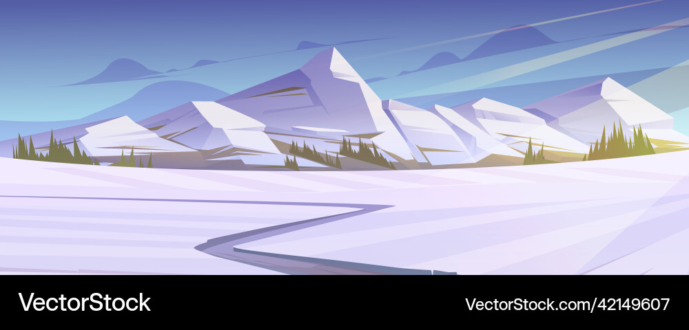 Winter mountains scenery landscape nature view Vector Image