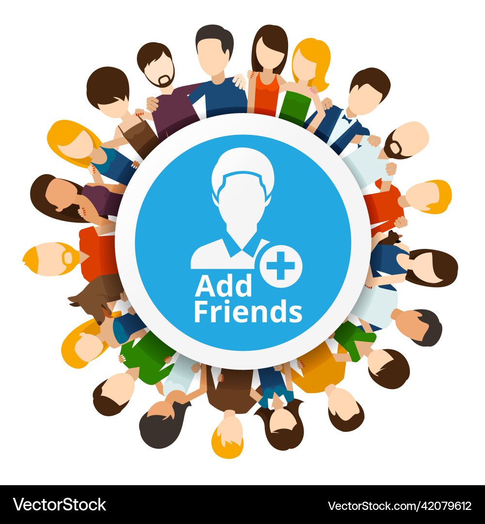 Add friends to social network Royalty Free Vector Image