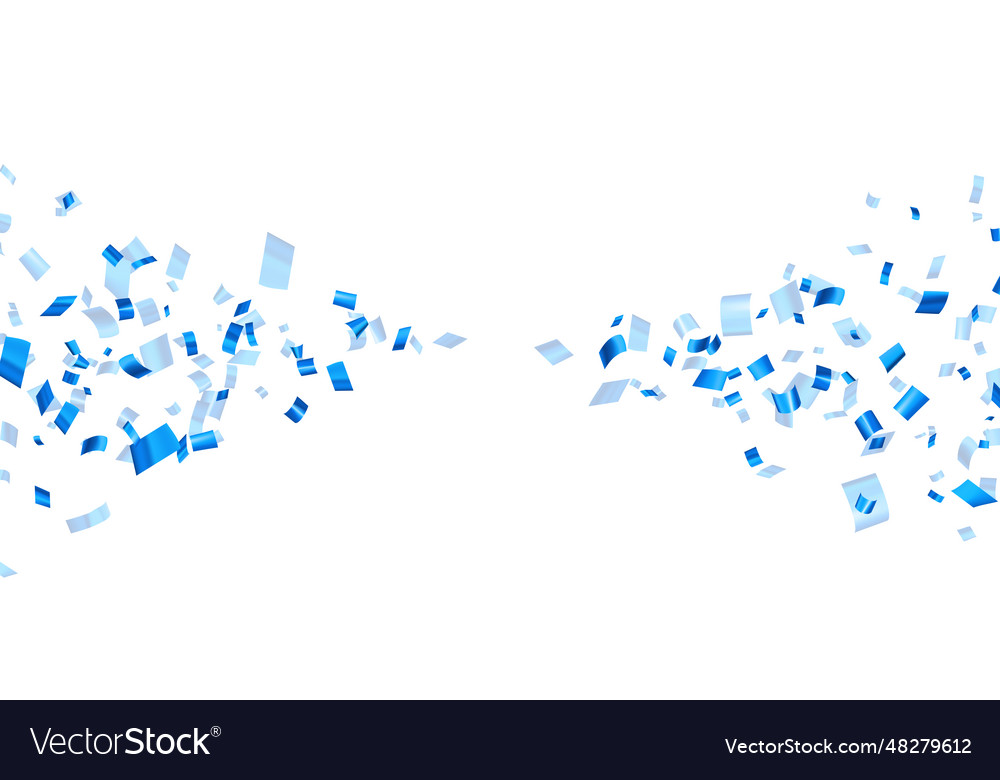 Blue cut out foil ribbon confetti background Vector Image