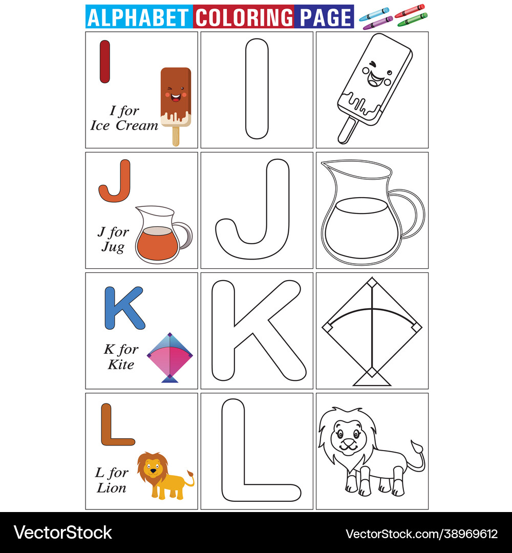 English alphabet coloring page Royalty Free Vector Image