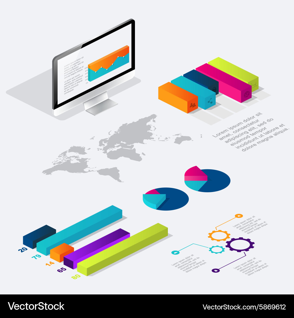 Flat 3d isometric infographic for your business Vector Image