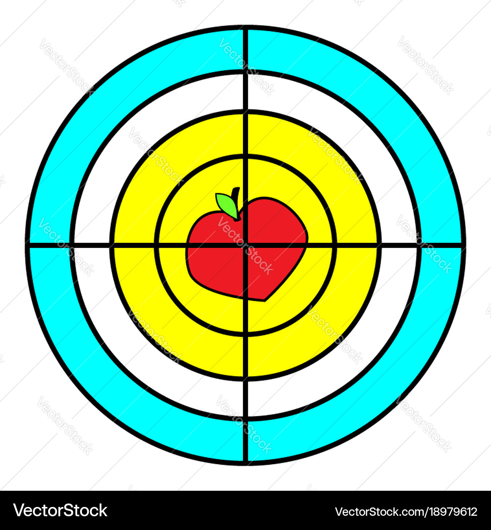 Goal icon red yellow flat strategy sign Royalty Free Vector