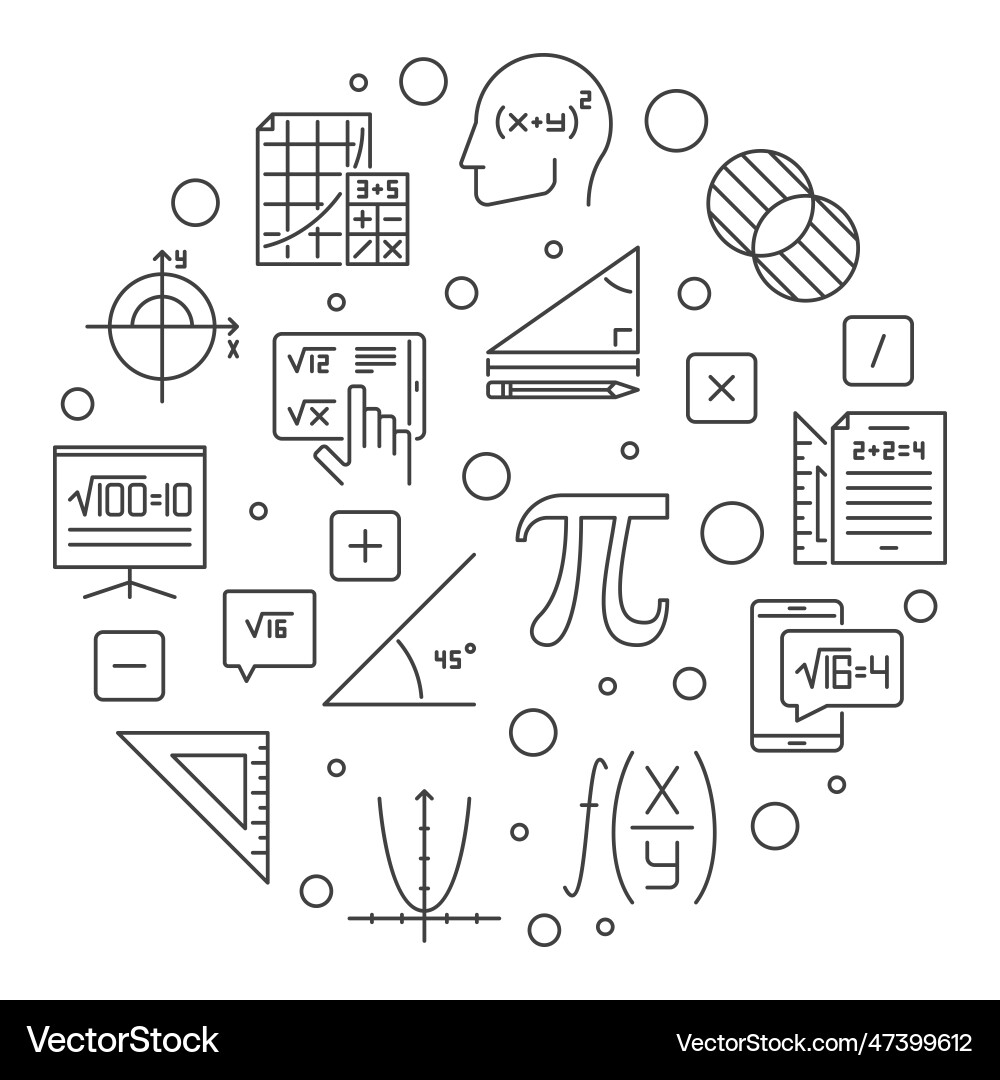 I love mathematics line round banner math science Vector Image