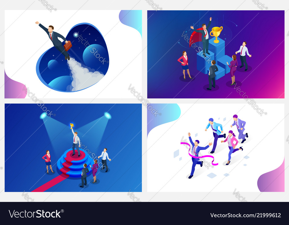 Isometric design for business startup web banner Vector Image