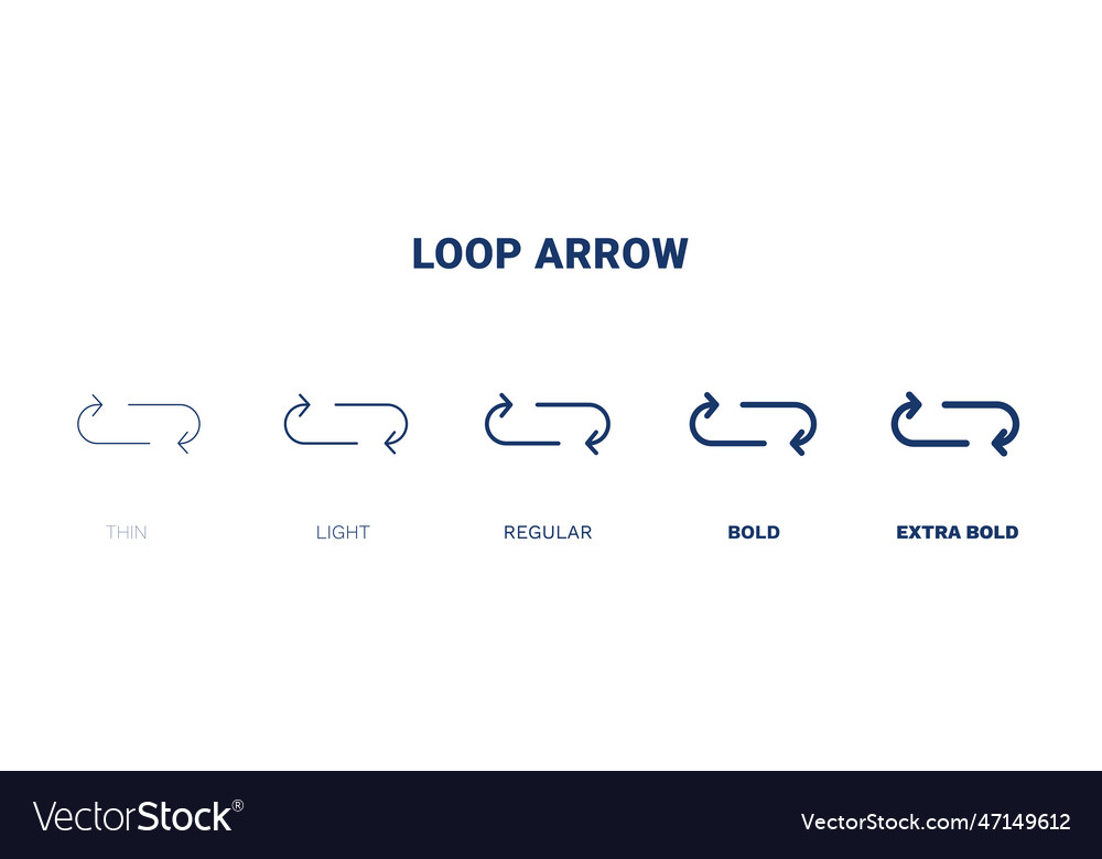 Loop arrow icon thin light regular bold black Vector Image
