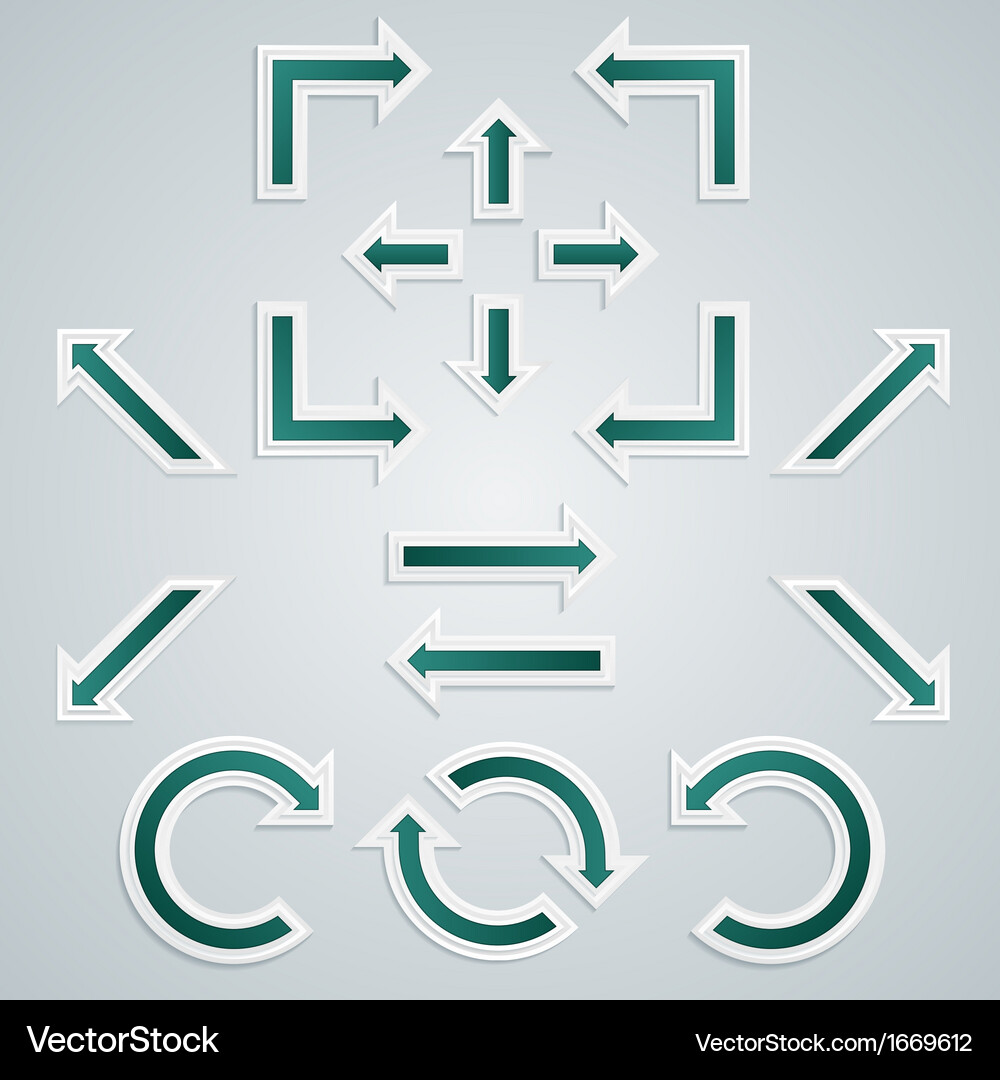 Set of turquoise sharp arrows for infographics Vector Image