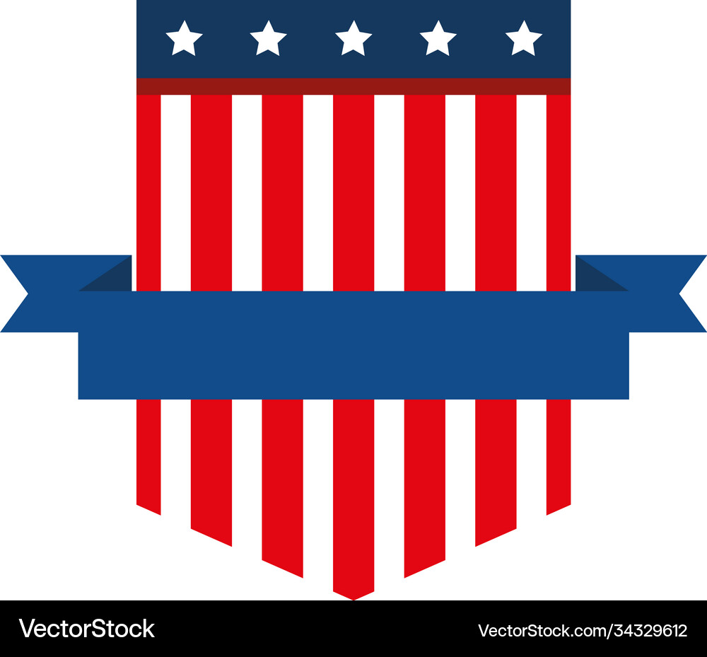 Usa flag shield with ribbon design Royalty Free Vector Image