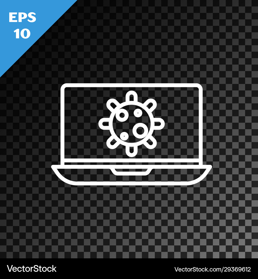 White line bacteria on laptop icon isolated Vector Image