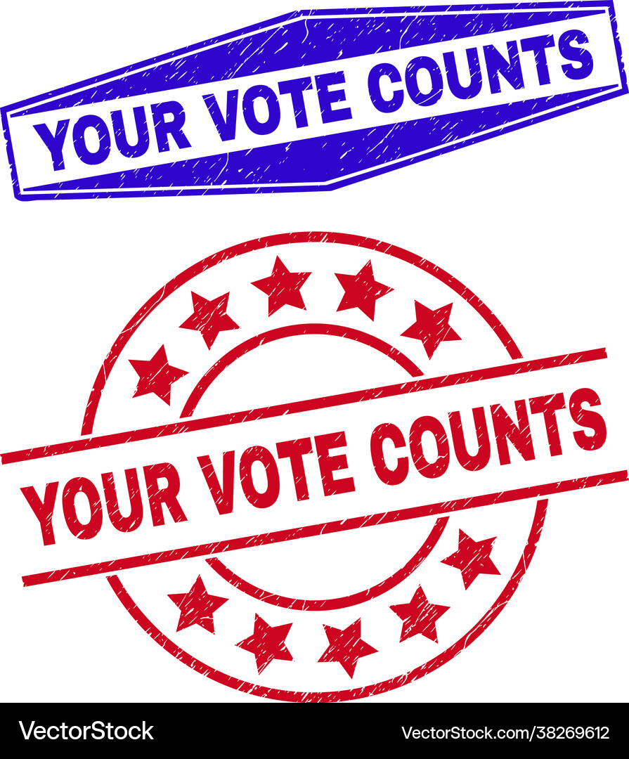 Your vote counts corroded stamps in circle Vector Image
