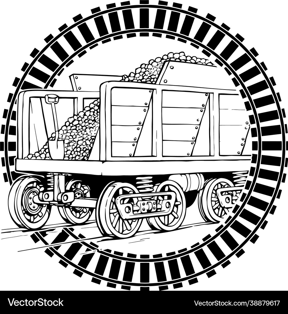 1900s train coal car railroad track Royalty Free Vector
