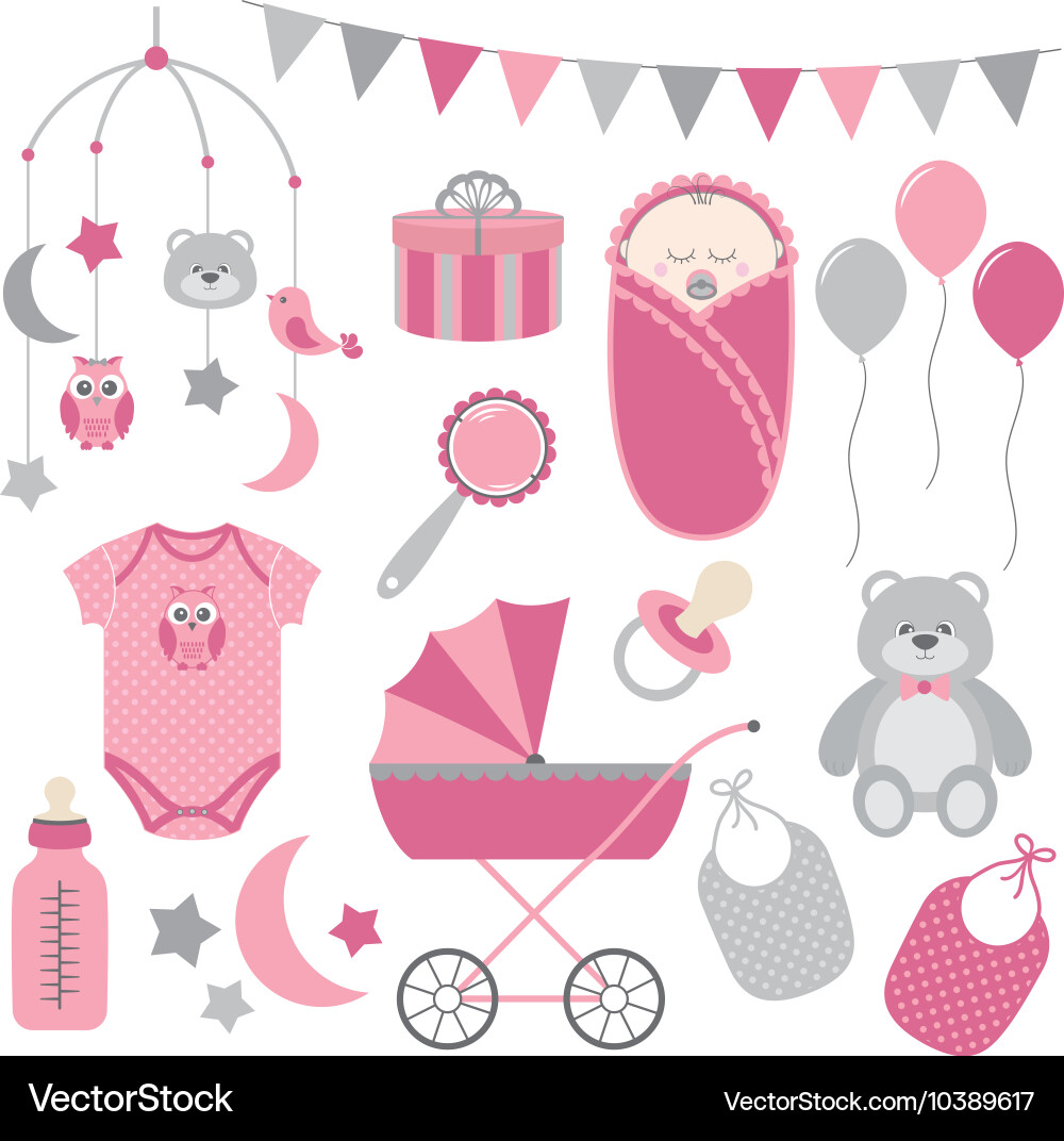 Baby Girl Set Royalty Free Vector Image - VectorStock