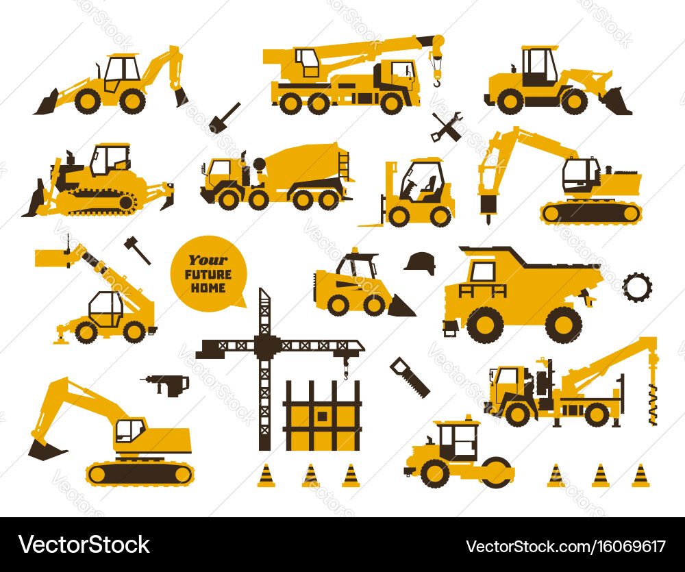 Big set of icons construction work building Vector Image