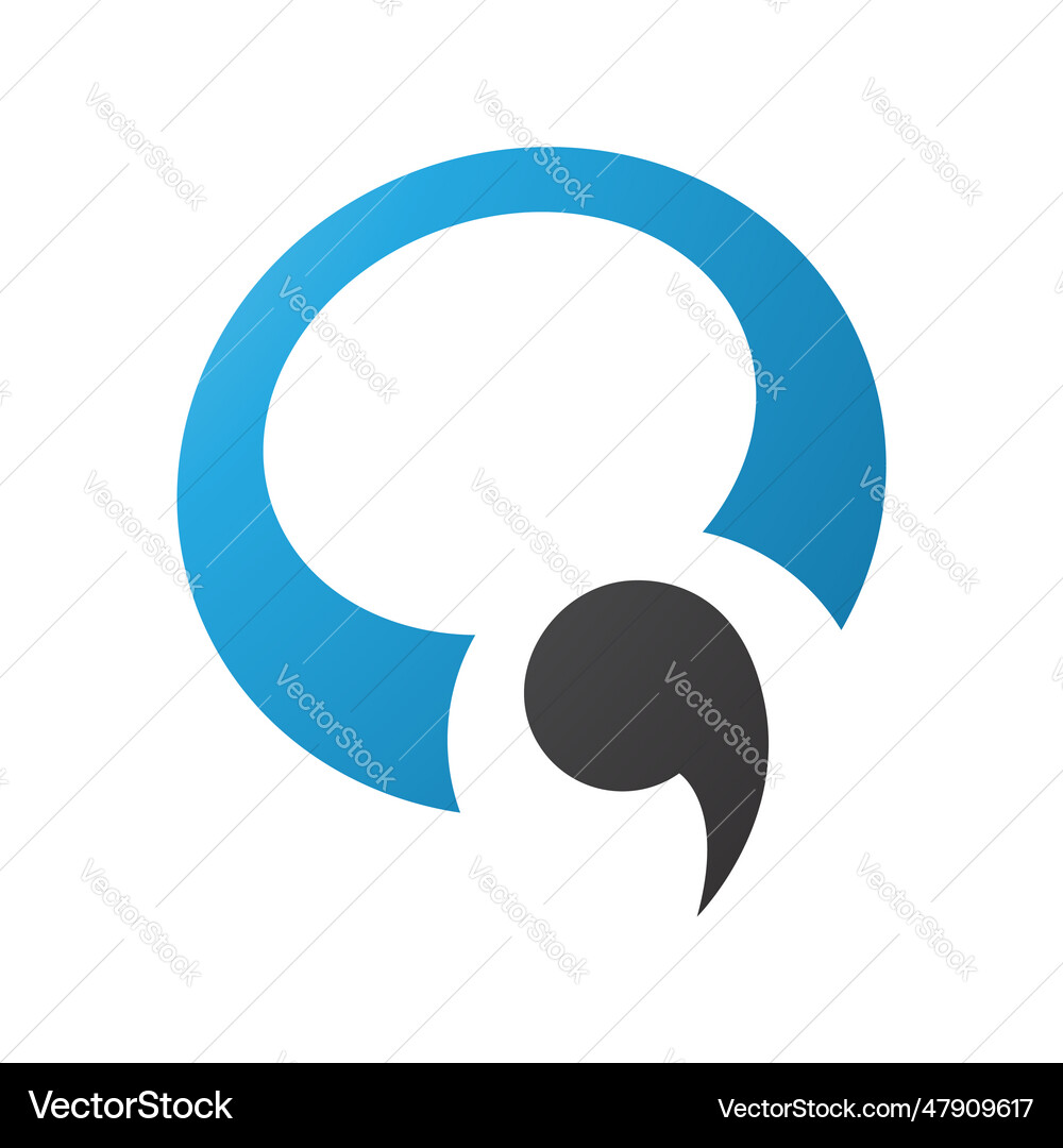 Blue and black comma shaped letter q icon Vector Image