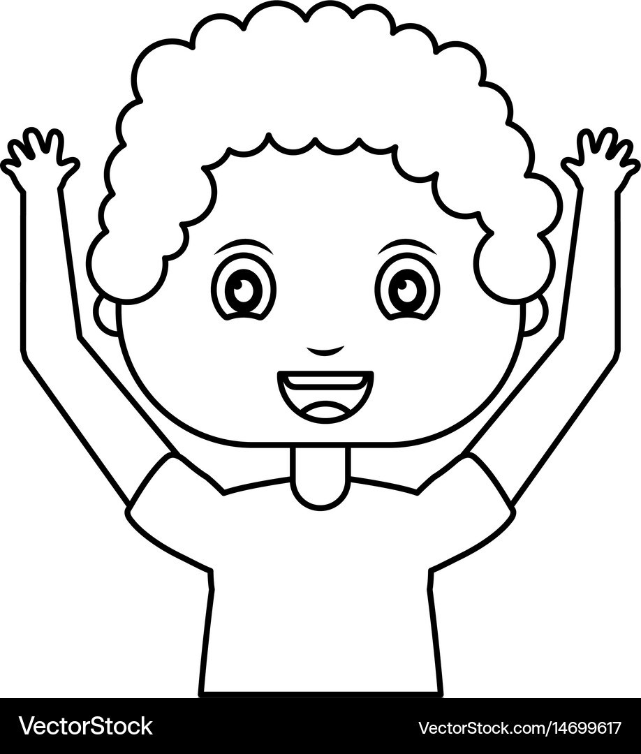 Cute little boy with hands up character Royalty Free Vector