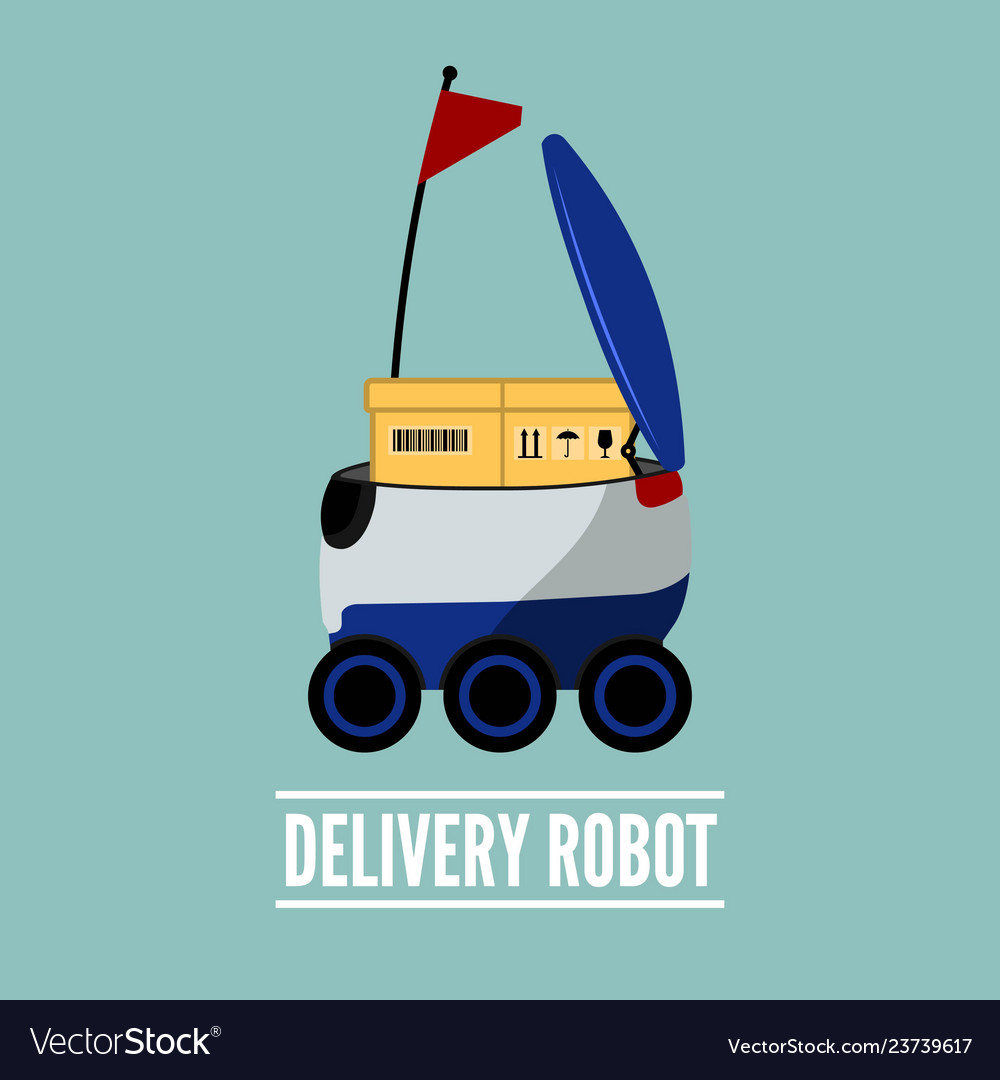 Delivery robot icon flat design Royalty Free Vector Image