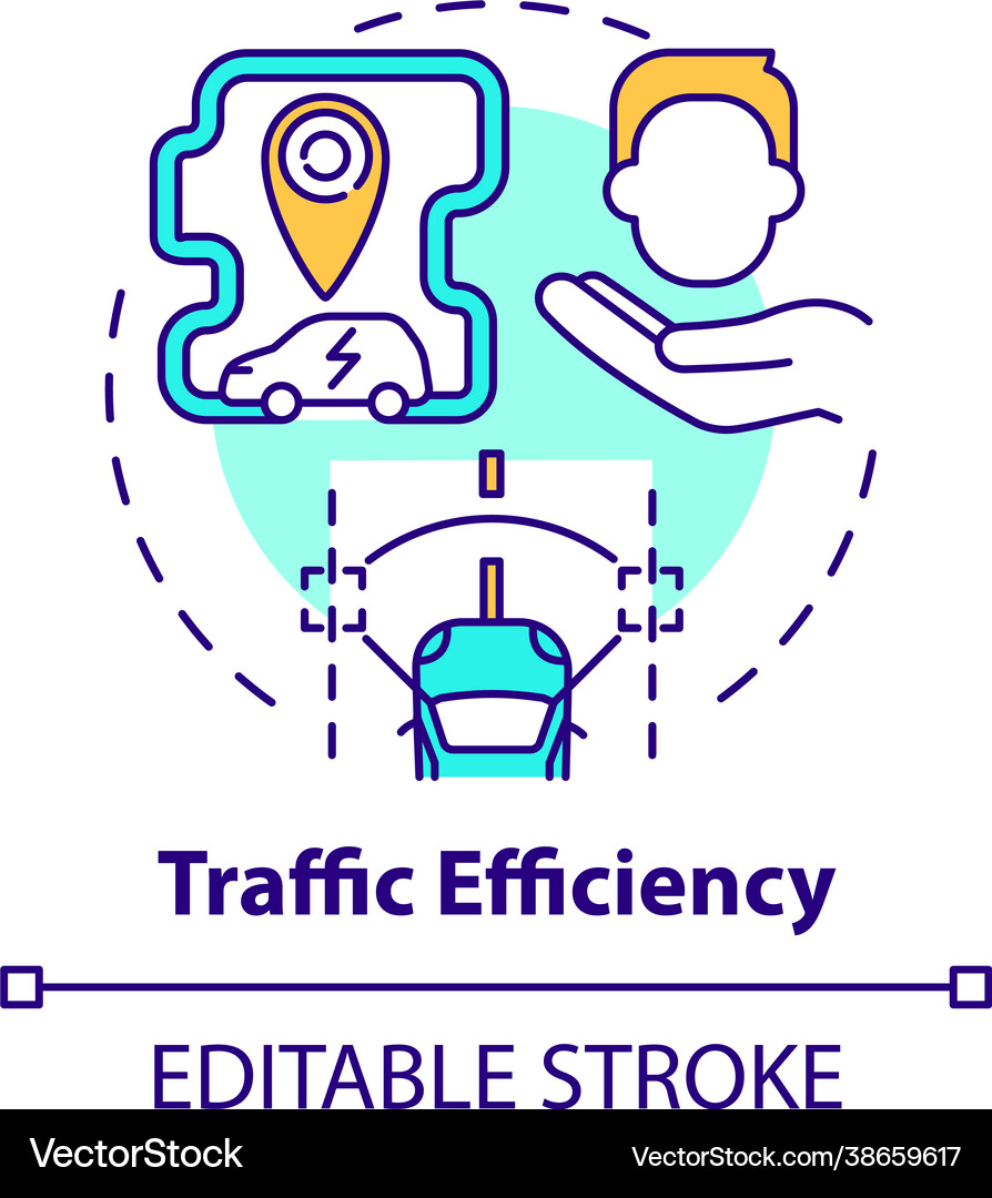Ev traffic efficiency concept icon Royalty Free Vector Image