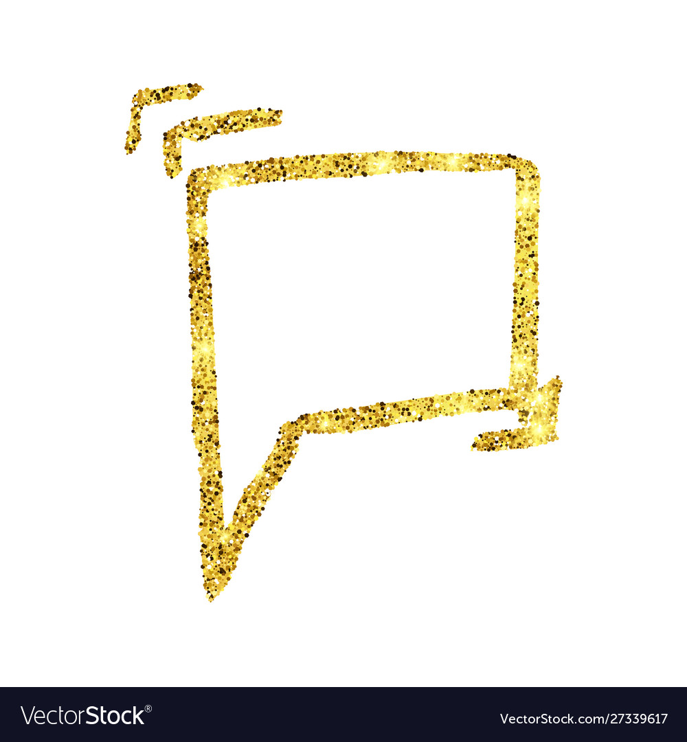 Gold glitter hand drawn speech bubble Royalty Free Vector