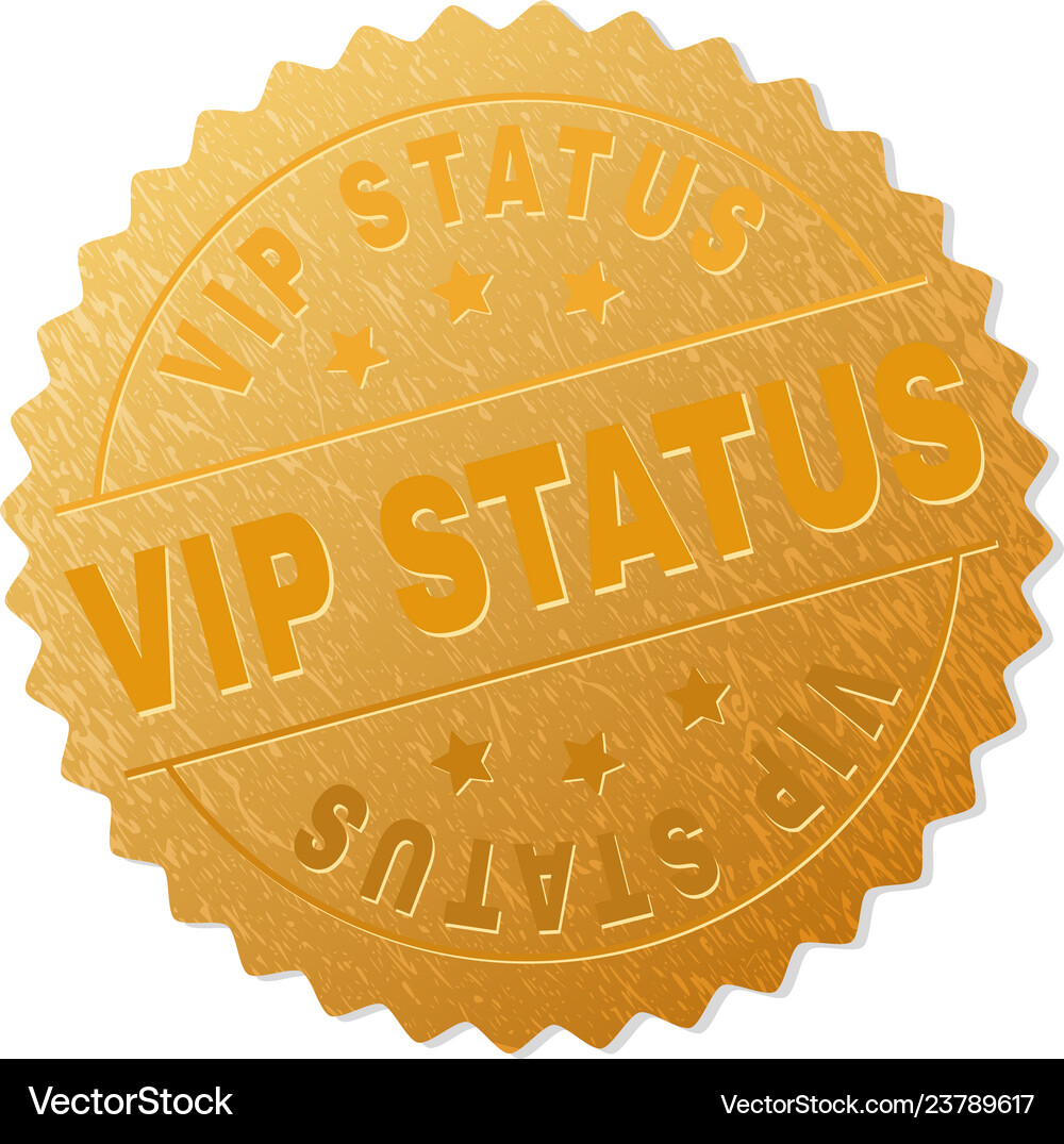 Golden vip status medal stamp Royalty Free Vector Image
