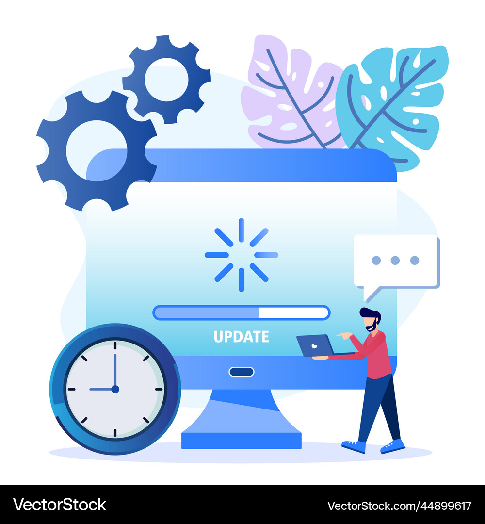 Graphic cartoon character of system update Vector Image