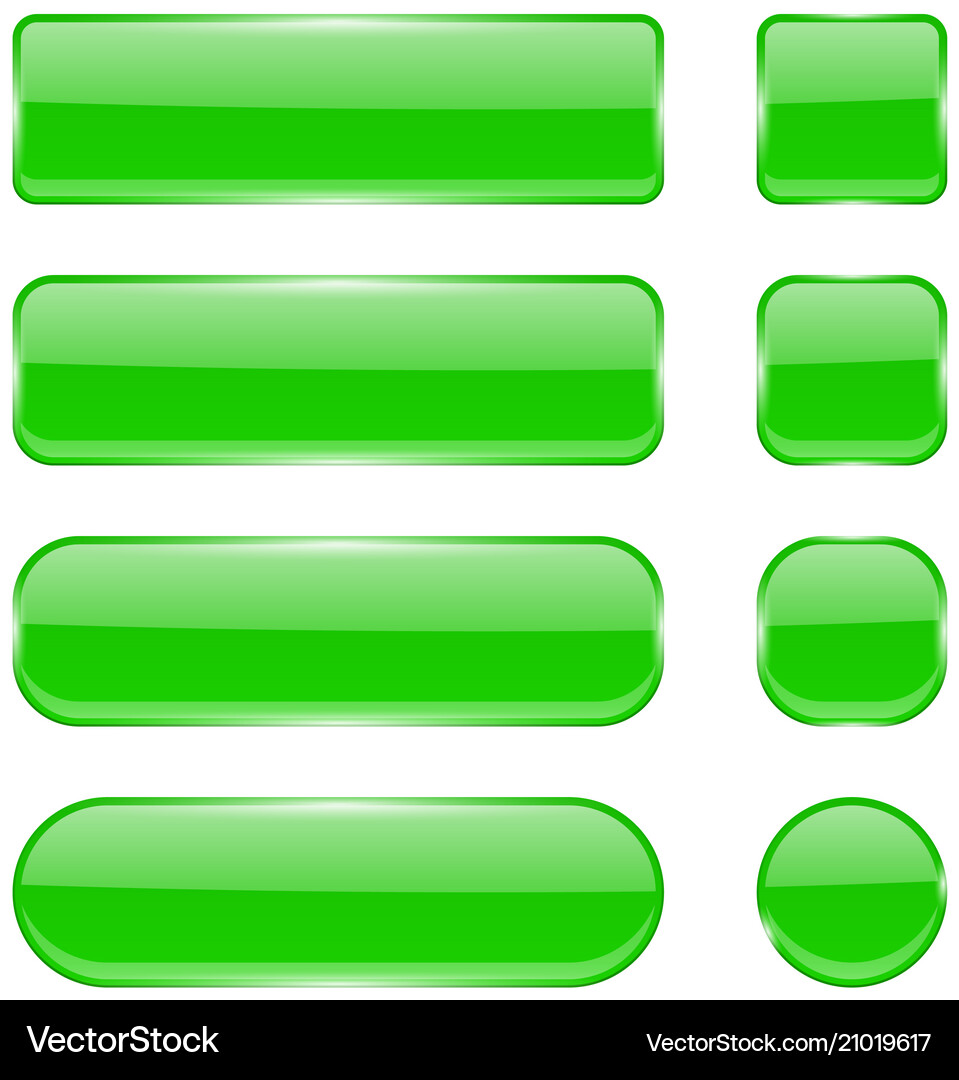 Green glass buttons collection of menu interface Vector Image