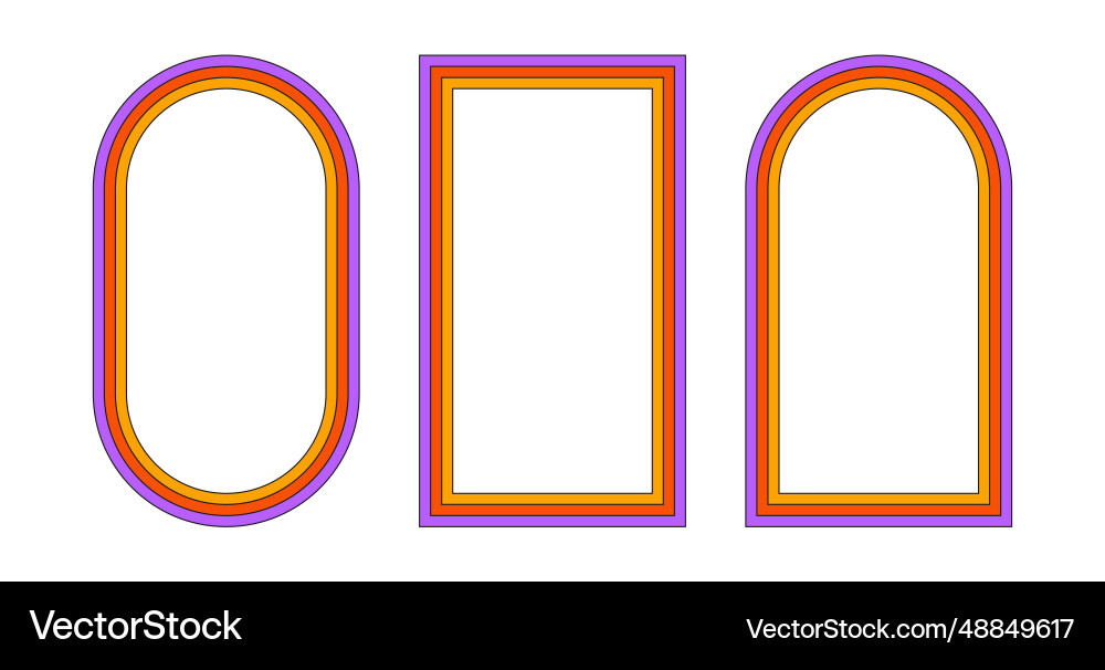 Groovy rainbow frames in 1970s hippie style Vector Image
