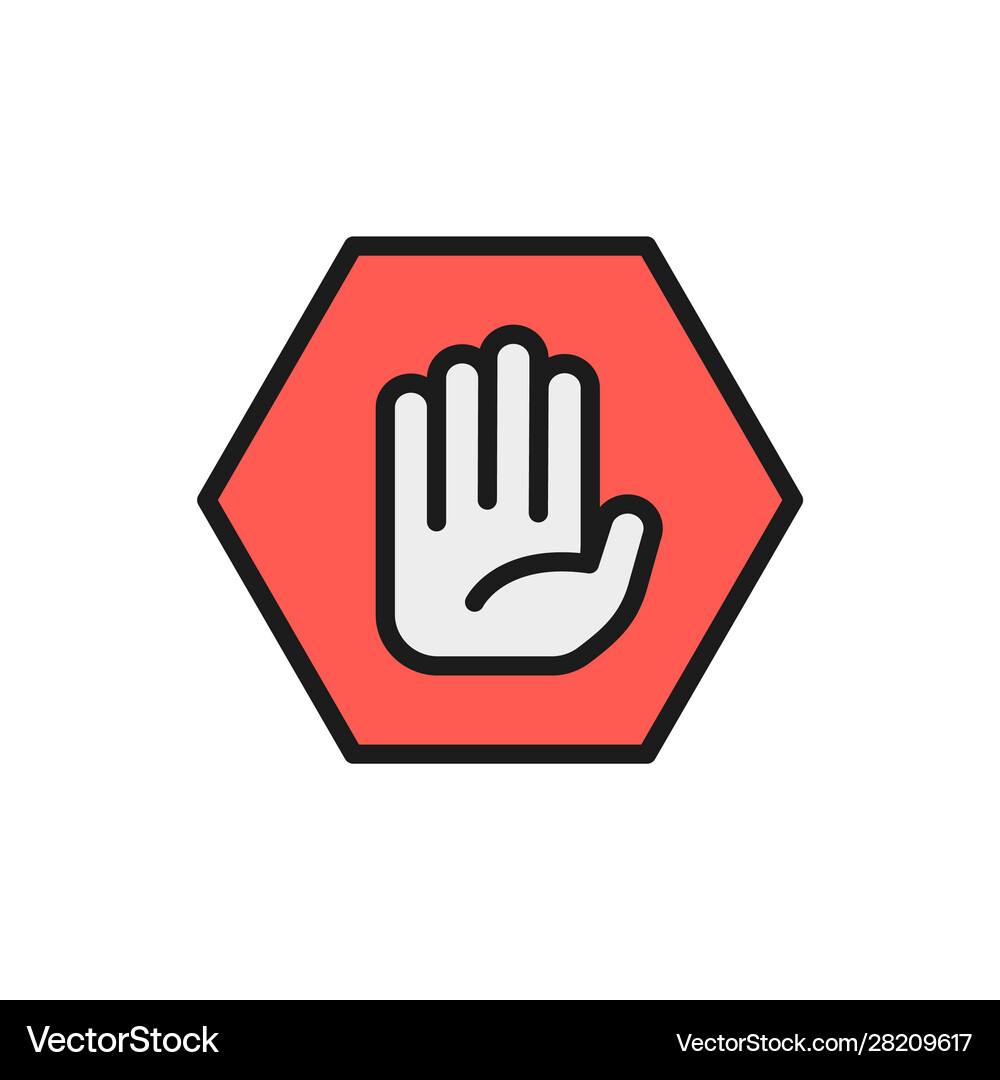 Hand in hexagon do not touch no sign allowed Vector Image