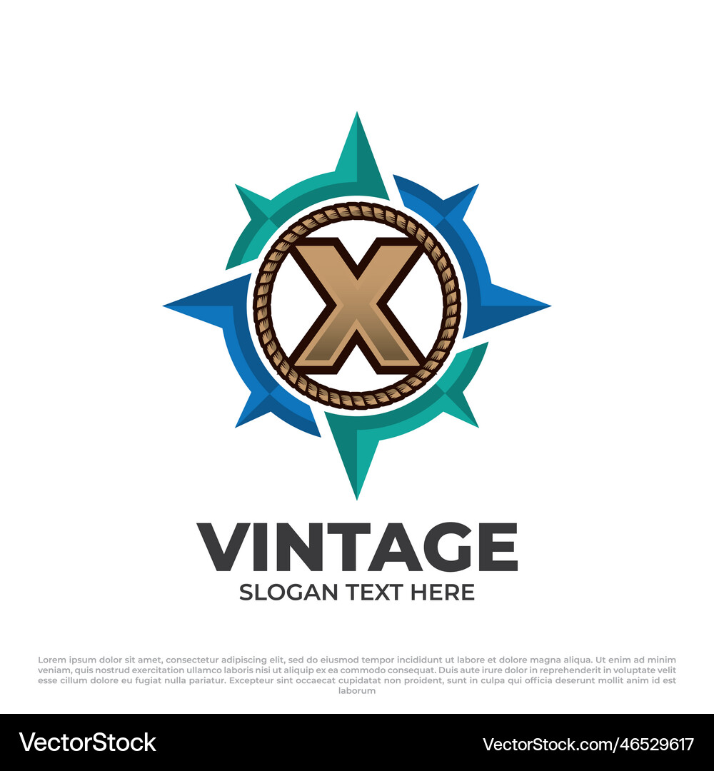 Letter x with compass logo concept colorful Vector Image