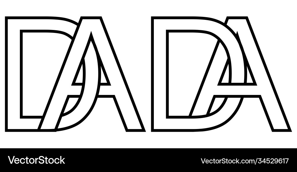 Logo ad and da icon sign two interlaced letters Vector Image