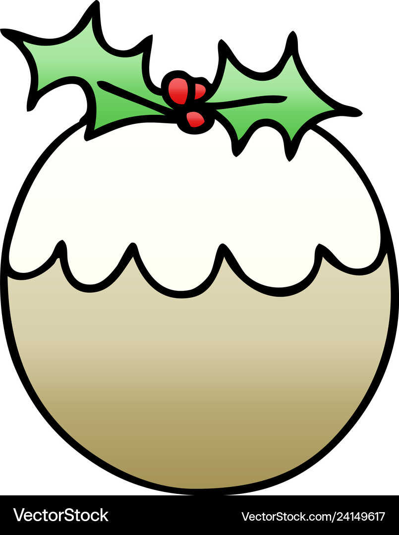 Quirky gradient shaded cartoon christmas pudding Vector Image