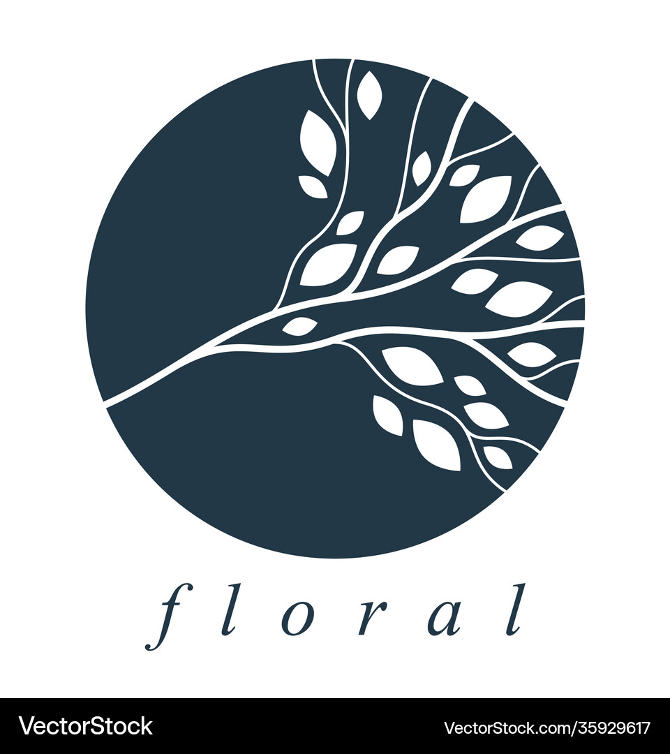 Round floral vintage linear logo design template Vector Image
