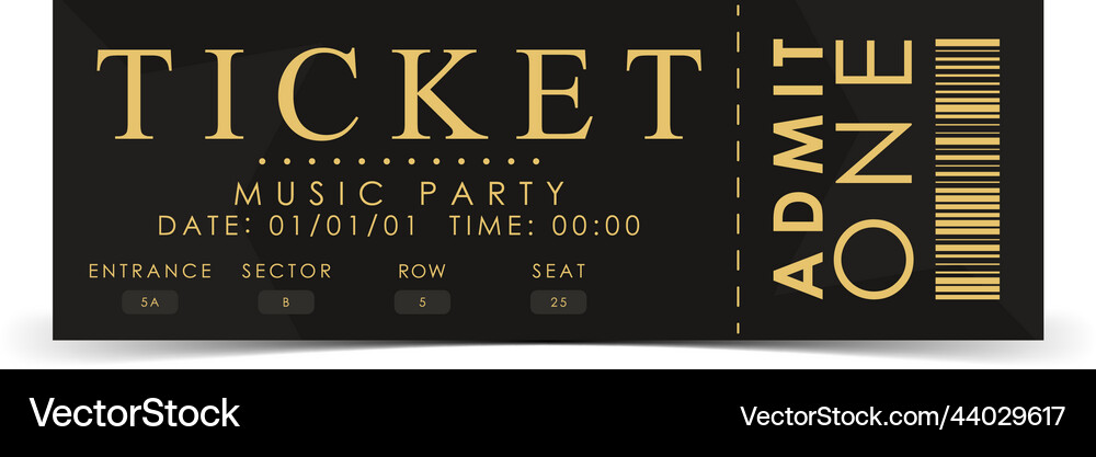 Sample ticket for a musical concert modern ticket Vector Image