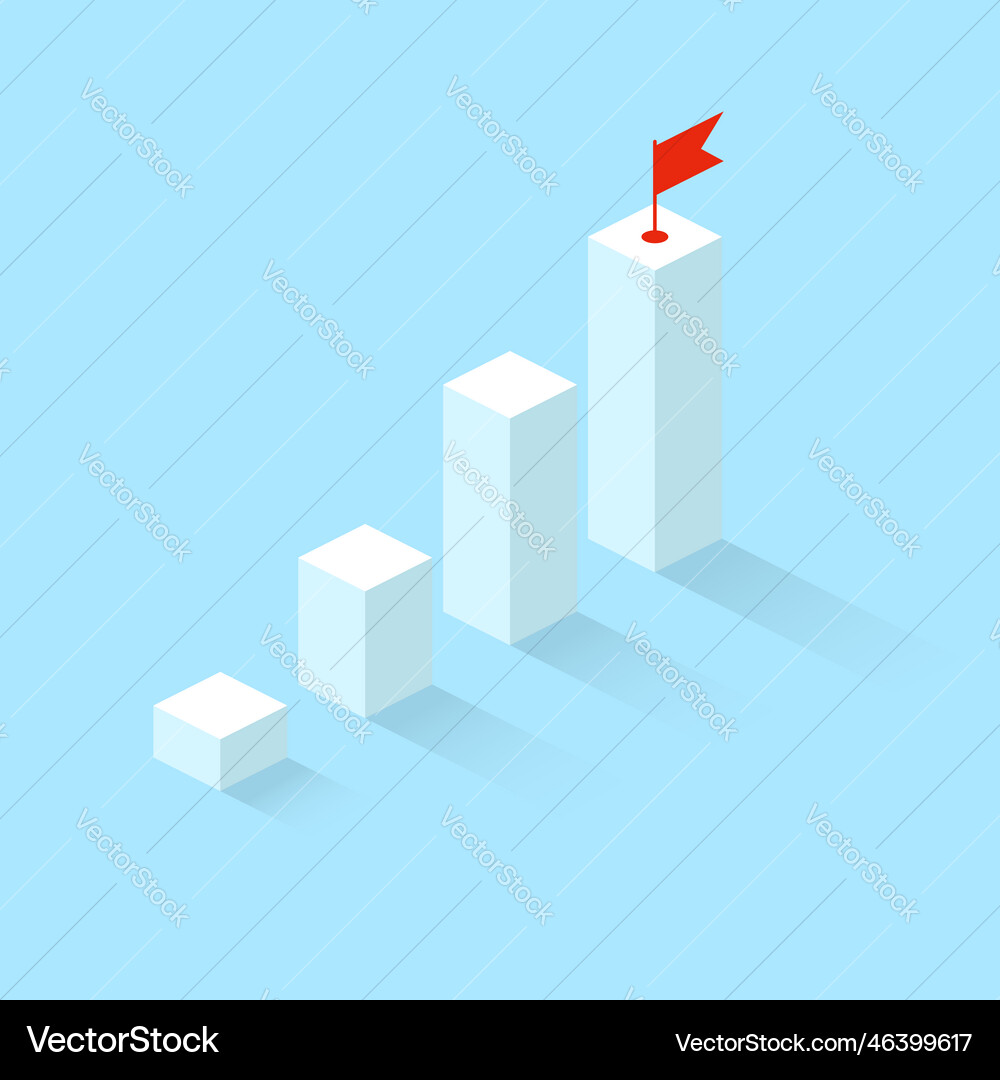 Success growth icon in flat style isometric level Vector Image